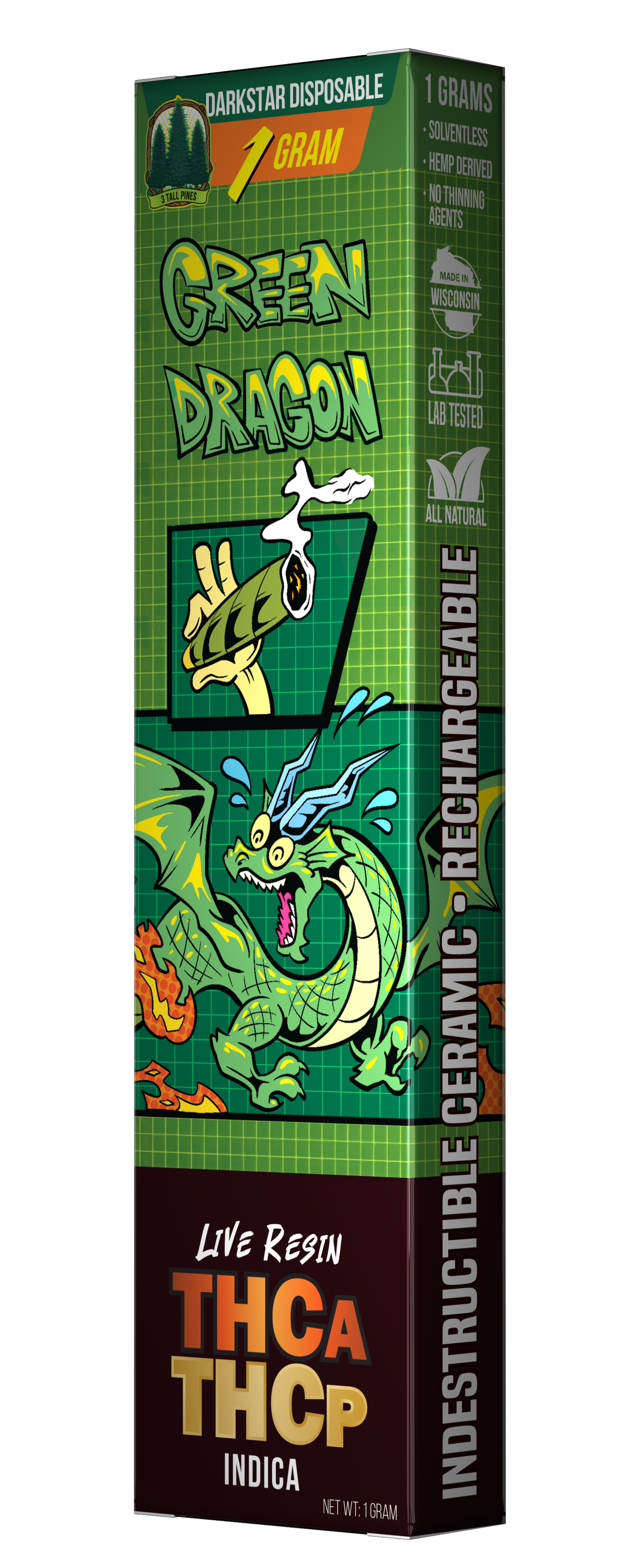 THCp/THCa Disposable Vape -Green Dragon- (Indica)- THCA Vape – 3 Tall ...