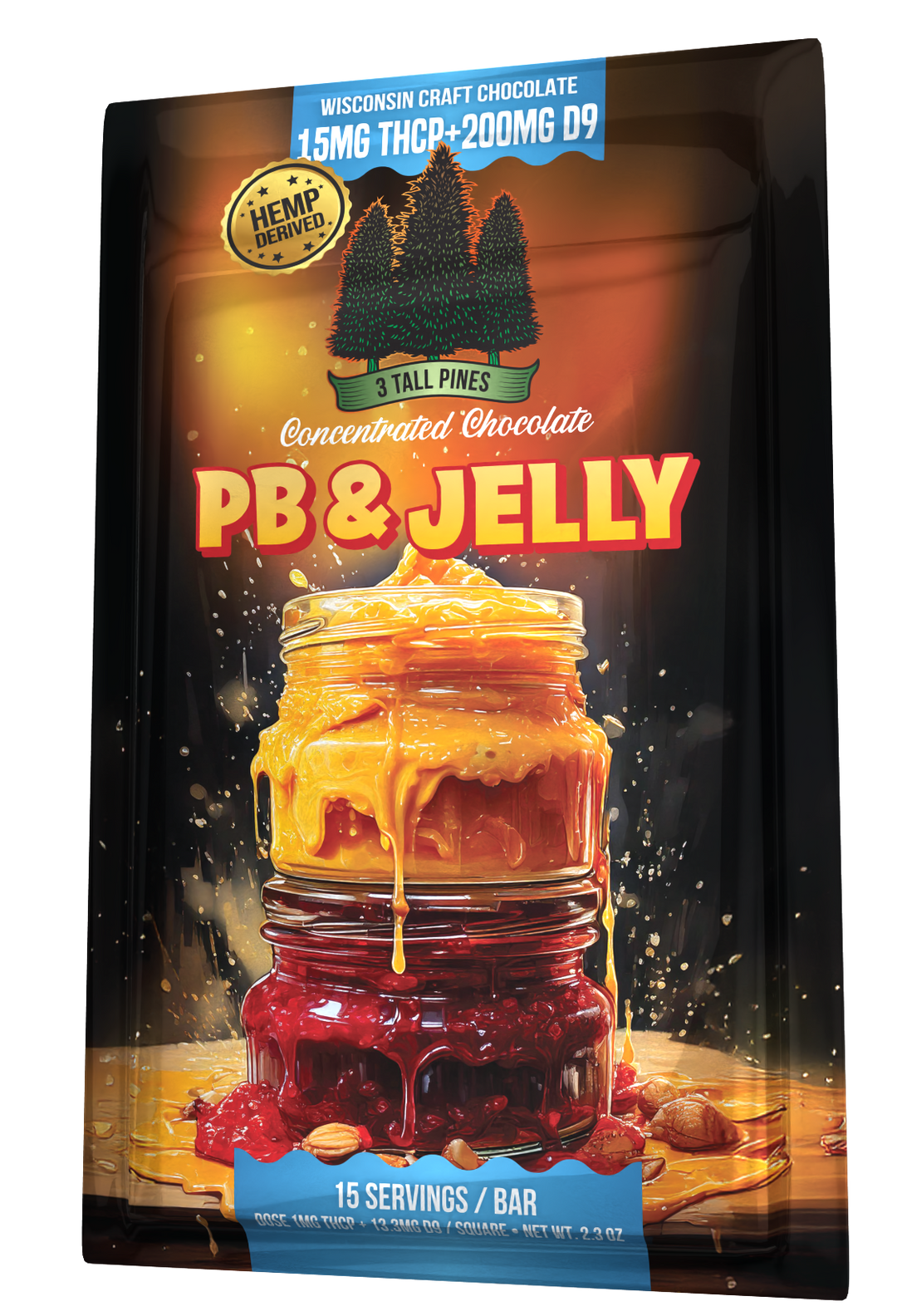 Peanut Butter and Jelly Delta 9 Chocolate Bar – 3 Tall Pines Farm